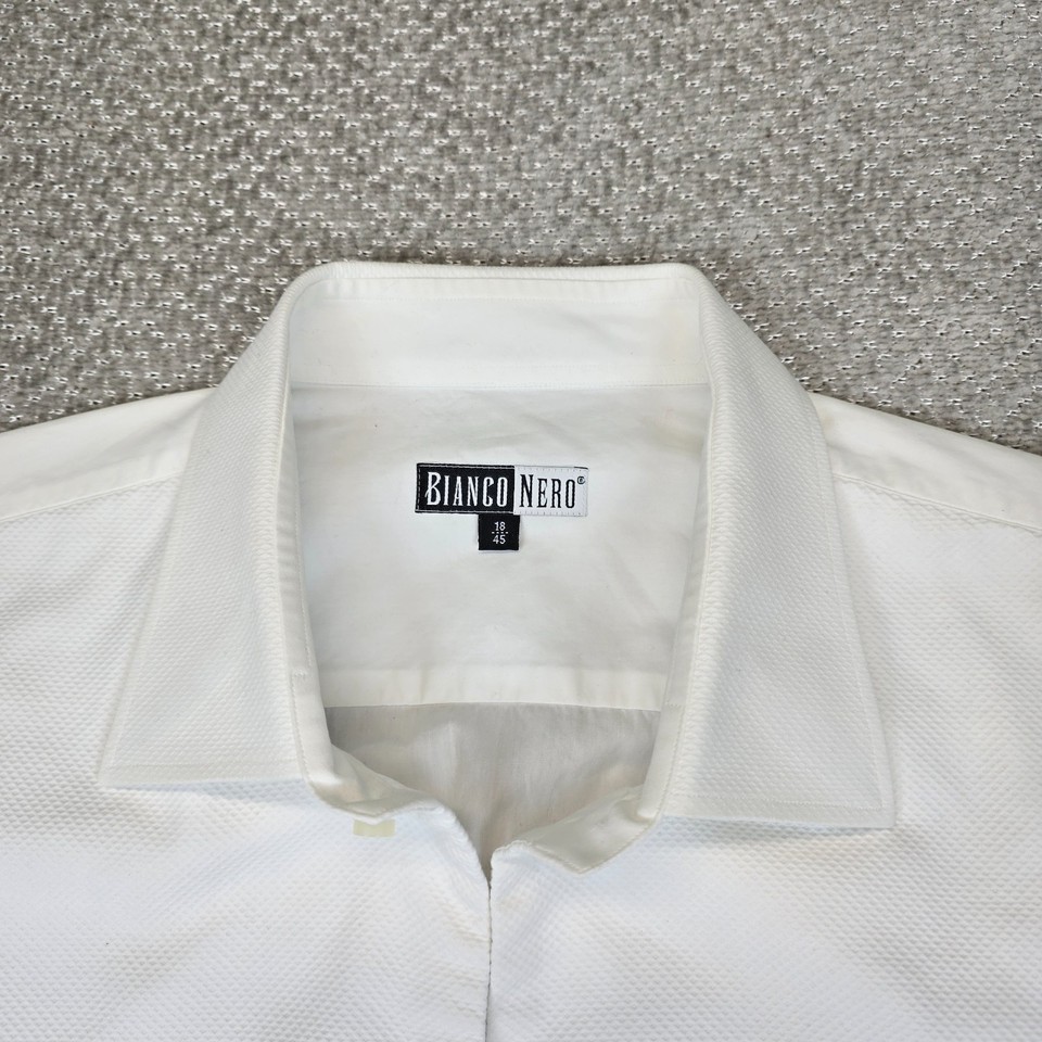 BLANCO NERO White Cotton Tuxedo Shirt Lay Down Collar Double Cuff Men ...