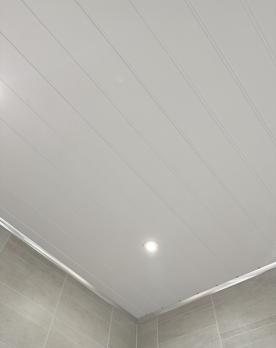 Plastic Bathroom Ceiling Cladding PVC Wall Panel Gloss White 250mm X
