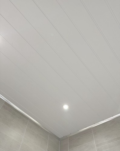 Matt White Twin Embedded 8mm PVC Ceiling Panels Bathroom Cladding ...