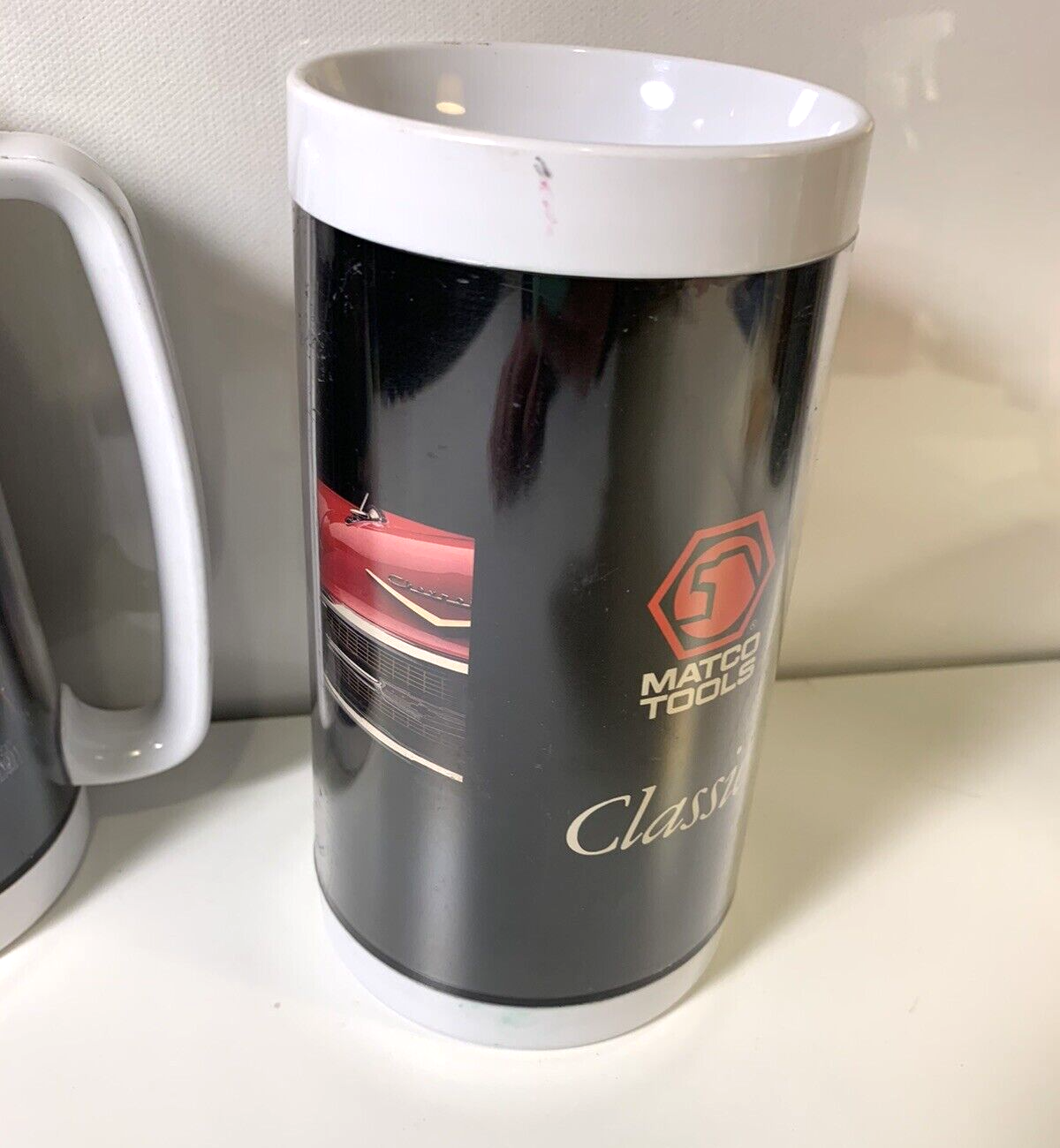 Lot 2 Vintage Thermo-Serv 18 OZ Mug Stein Cup Matco Tools Pin up girl ...