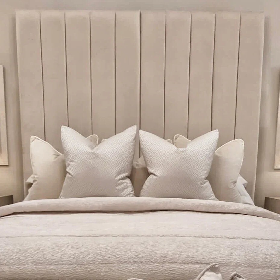 High Headboard Luxury Bed Sara Wall Panel Gas Lift Storage Double ...