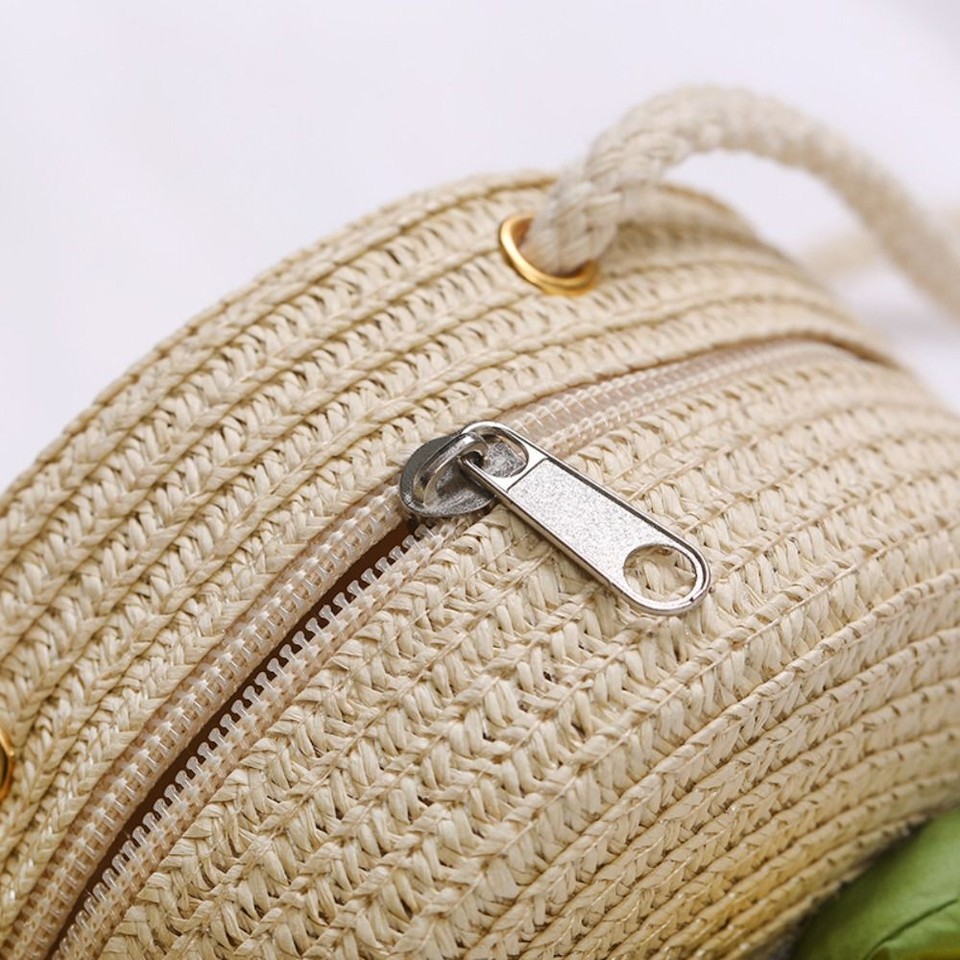 Handmade Woven Kid Beach Bags Flower Storage Basket Cute Girl Straw Bag ...