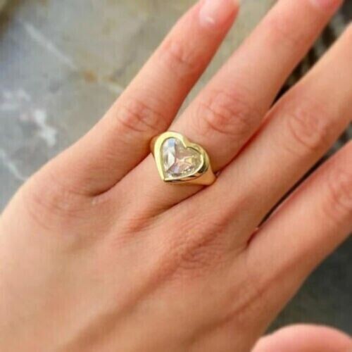 Ladies Engagement 14k Yellow Gold Plated Hear Shape 3.Ct Simulated ...