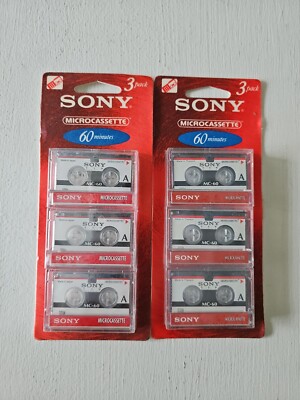 2-3 Pack Sony Microcassette MC-60 Min Recordable Cassette Tapes Factory ...