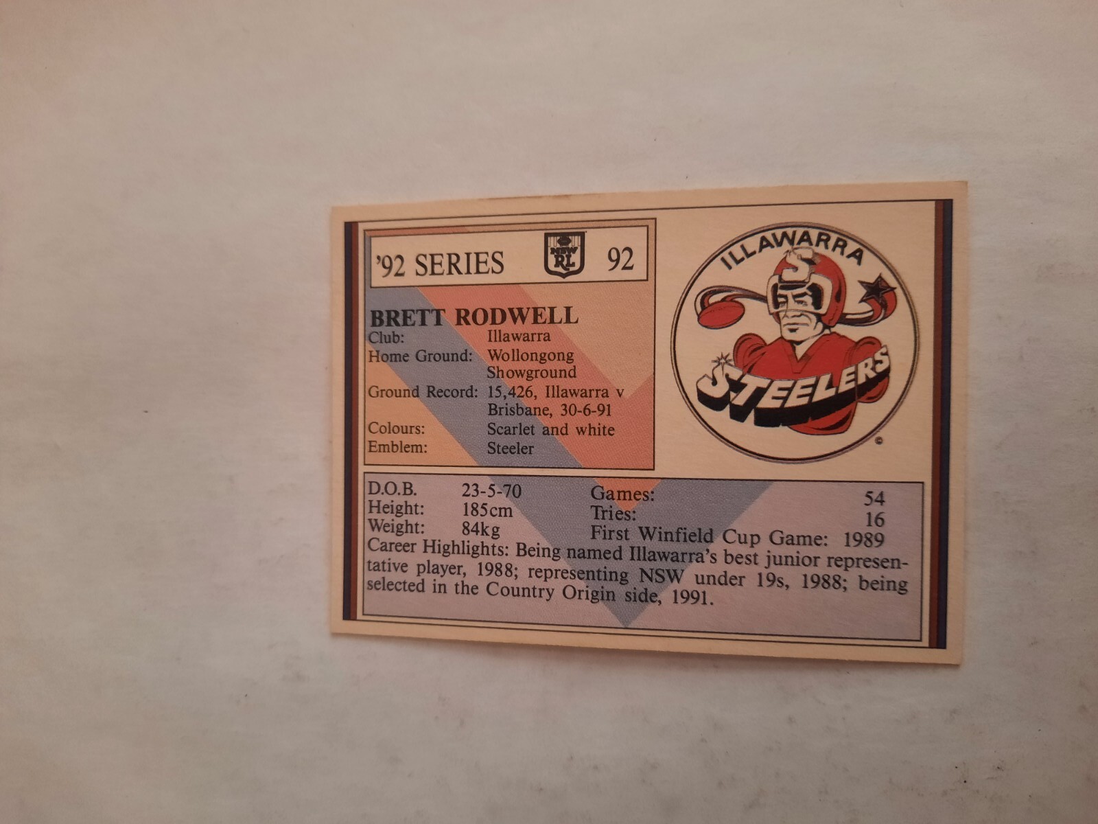 1992 NSWRL Regina Series Brett Rodwell | eBay Australia