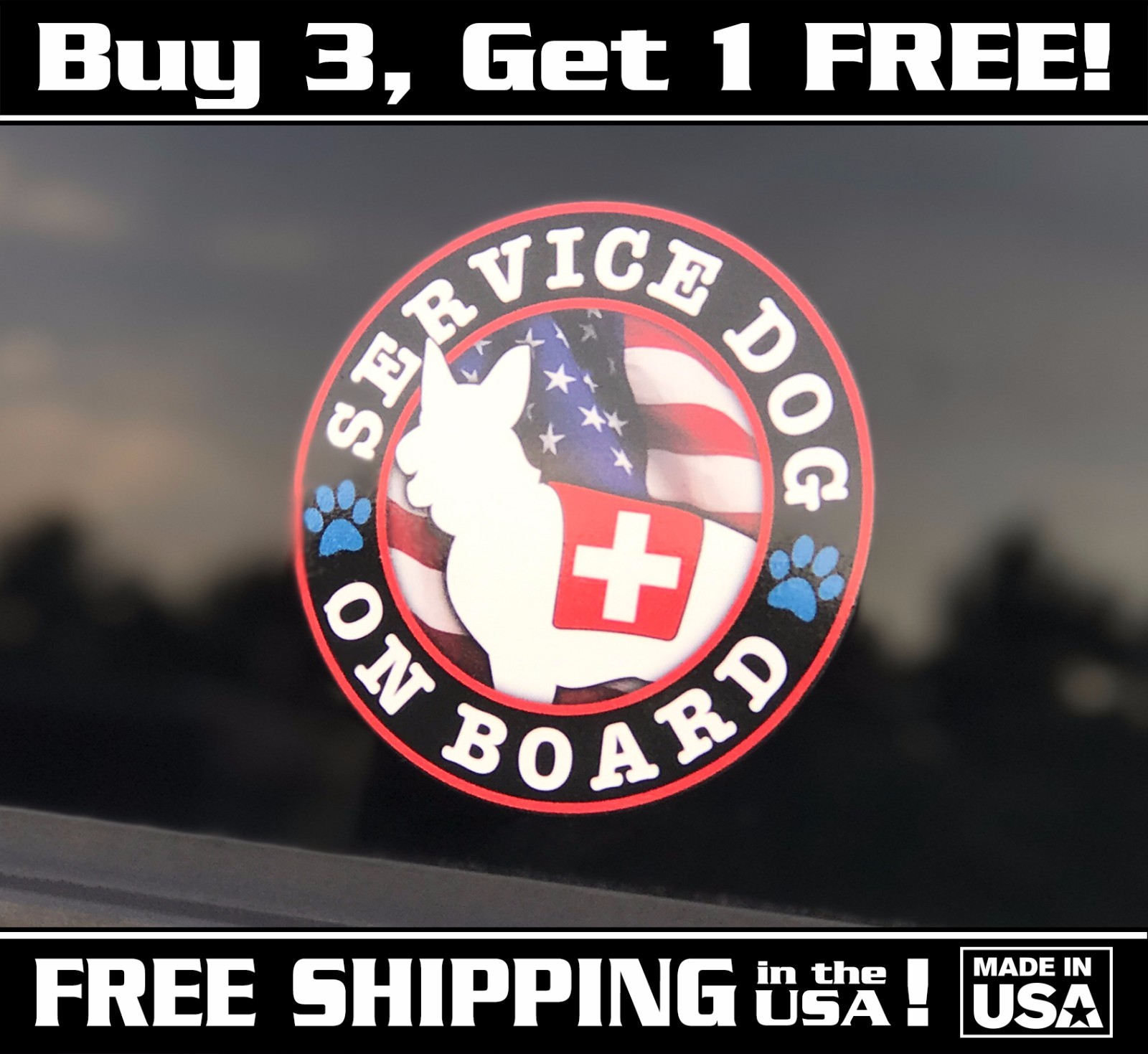 Service Dog On Board, Bumper Sticker, FREE SHIPPING! K9 On Board Decal ...