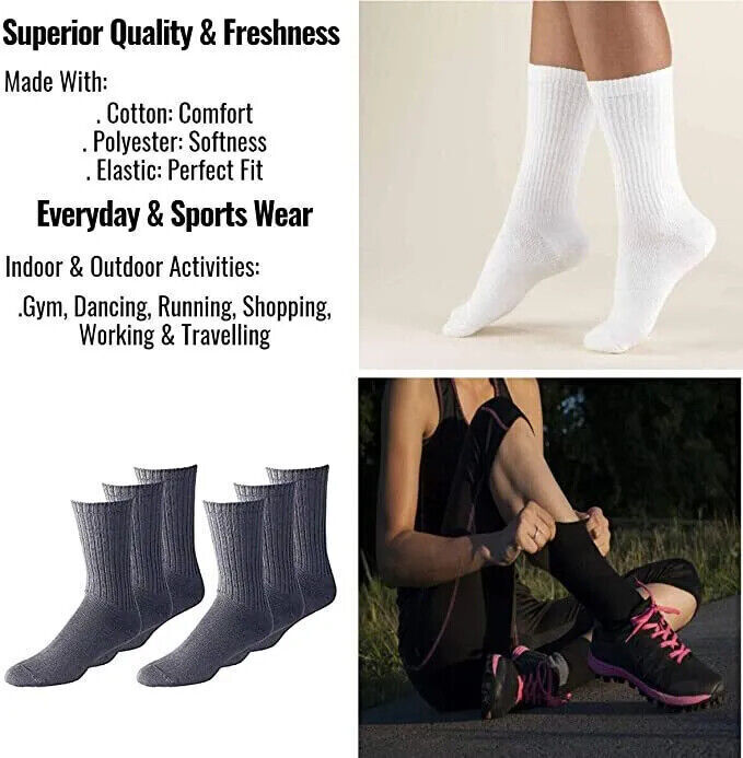 60 Pairs Wholesale Bulk Lots Socks Solid Grey Sport Cotton Crew Socks 9 ...