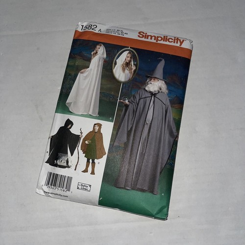 Simplicity 1582 Costume Merlin Cape Cloak White Witch Tunic Hat Uncut ...