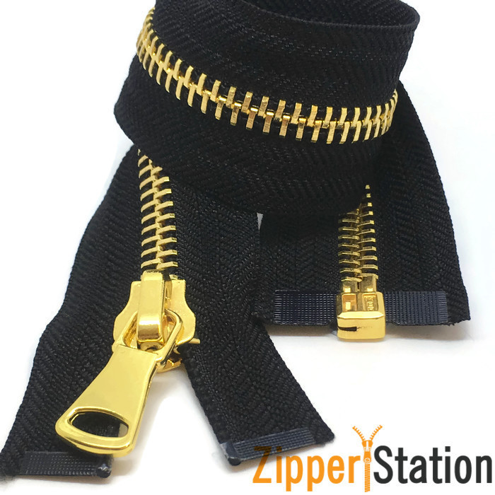 Gold Zip Heavy Duty No8 /Metal Open End Zipper (G8OE) | eBay UK