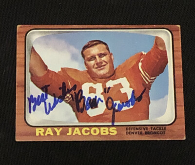 RAY JACOBS 1966 TOPPS SIGNED AUTOGRAPHED CARD #37 DENVER BRONCOS | eBay