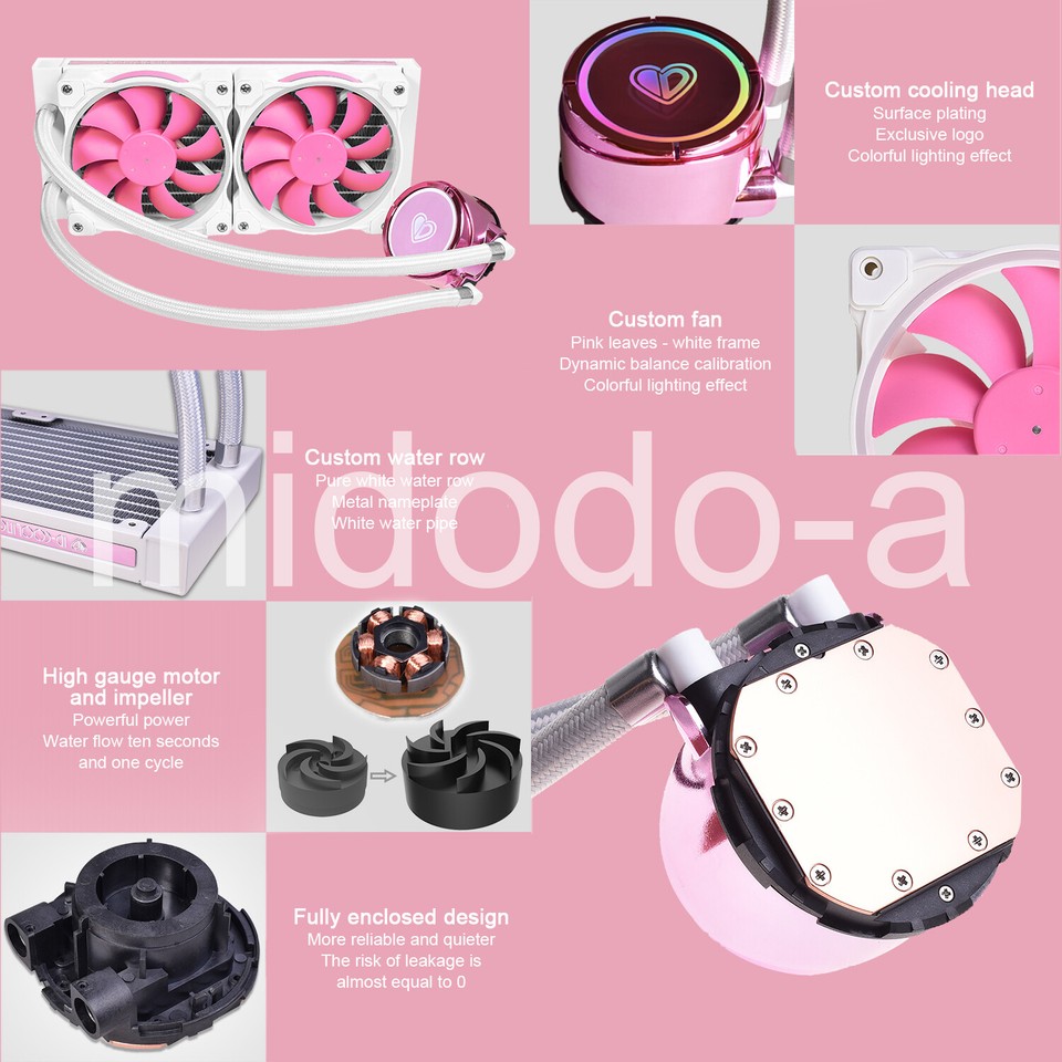 Liquid CPU Cooler Pink 240mm RGB Addressable All-In-One Water Cooling ...