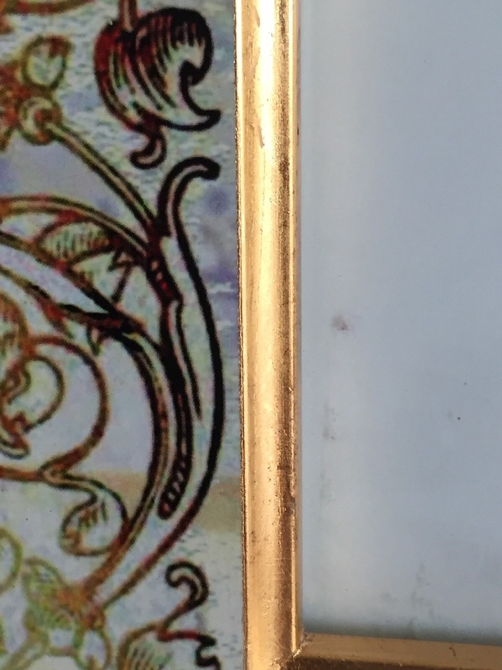 Hollywood Regency Style Colorful Gold tone Trim Photo Frame Outer 9.5 ...