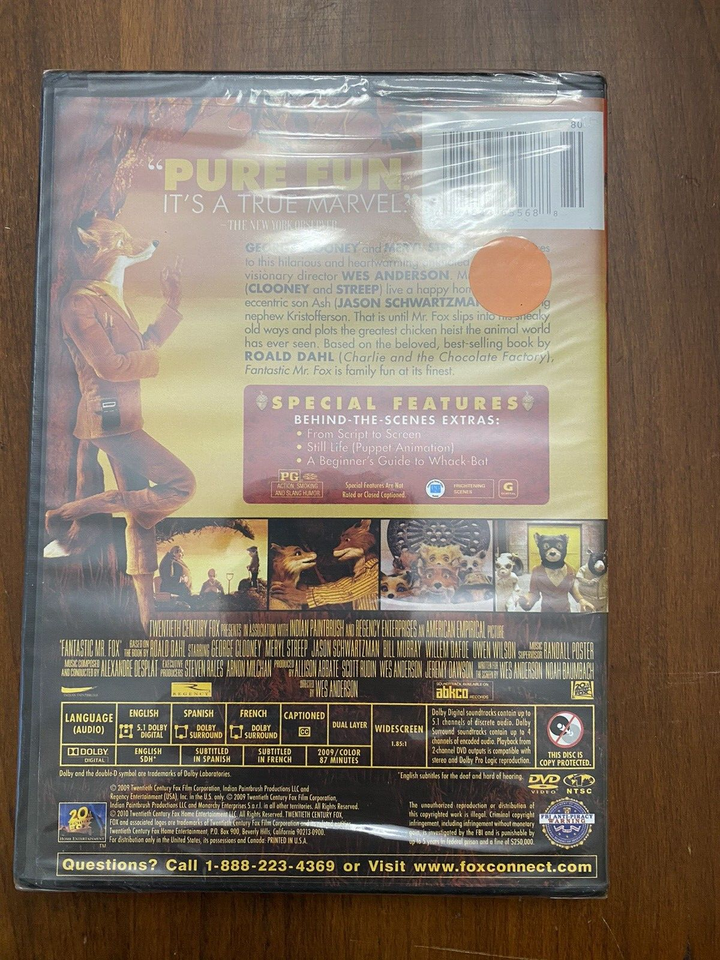 Fantastic Mr. Fox (DVD, 2009) Roald Dahl George Cloony Merryl Street ...