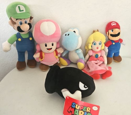 Super Mario Bros Plush Doll Lot Princess Peach Pink Toadette Luigi ...