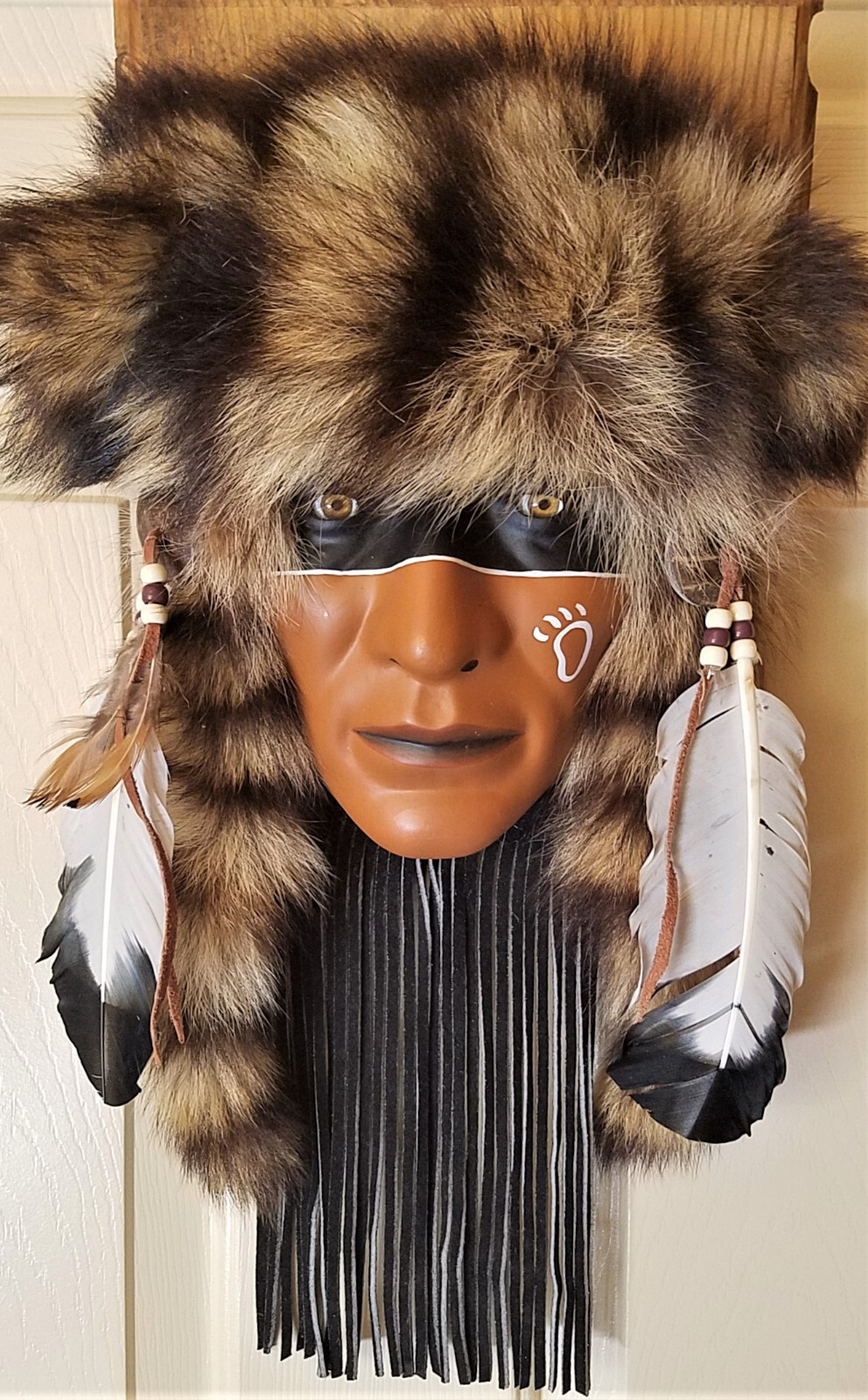 Native American Spirit Mask Bear Claw Glass Eye Wall Hanging Hand ...