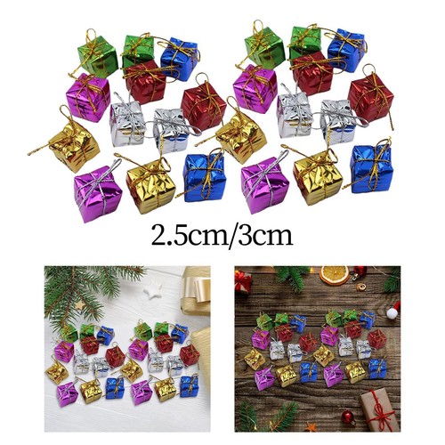 24 x Christmas Tree Small Gift Boxes Hanging Decorations Assorted ...
