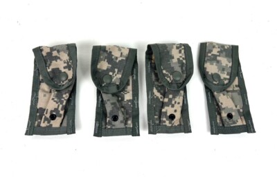 4 PACK USGI Military MOLLE ACU 9mm Single Mag Magazine Pouches 8465-01 ...