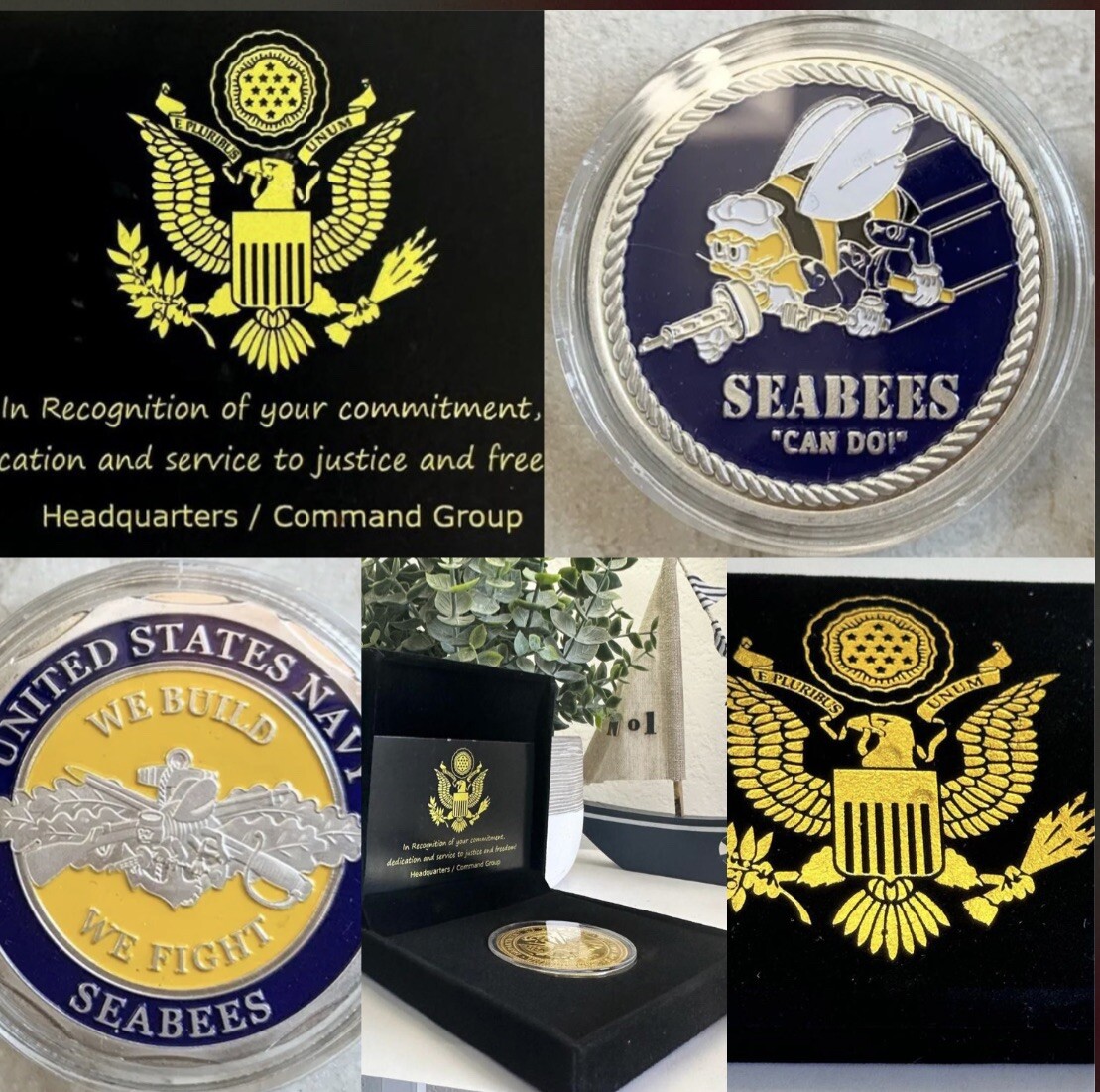 Seabees Navy Chief Challenge Coin US NAVY SEABEES CHALLENGE COIN