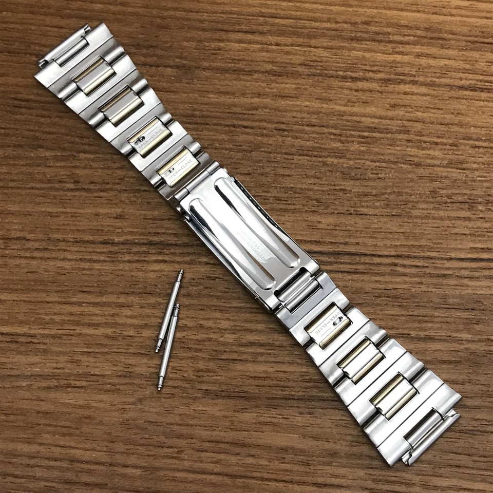 17mm Bulova Stelux Stainless Steel & Gold nos 1970s Vintage Watch Band ...