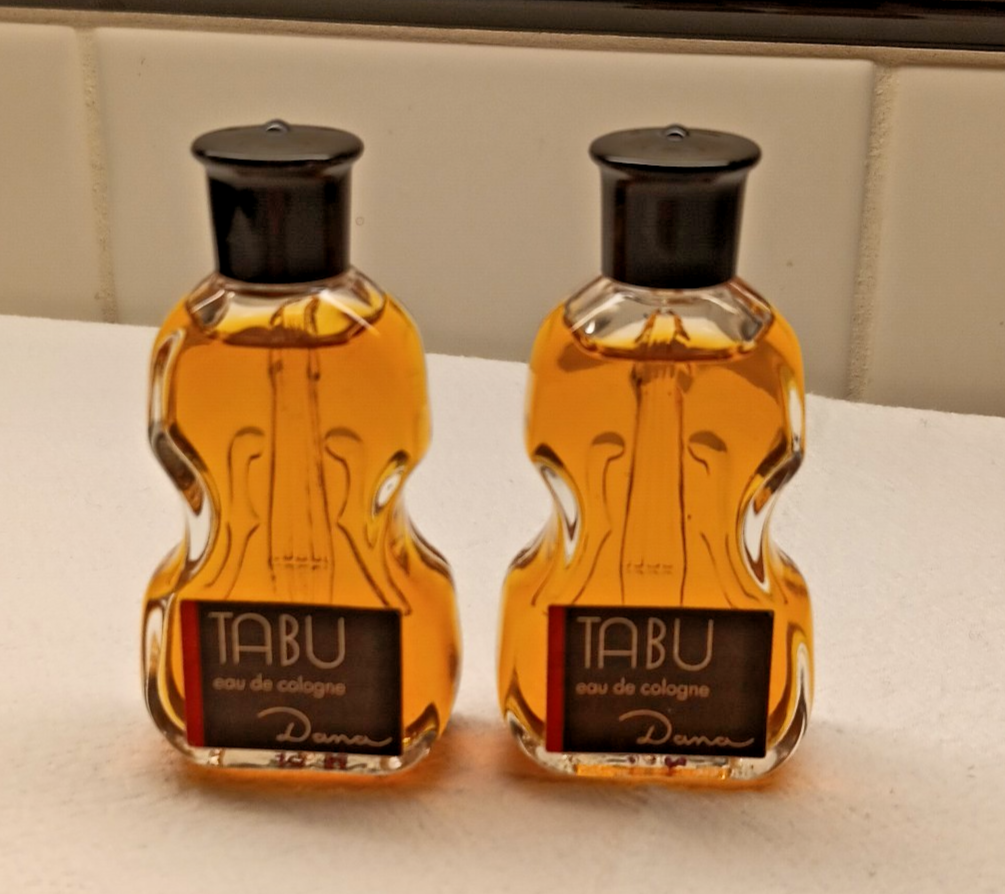 2 TABU Cologne By Dana 1/2 Fluid Ounce/15 ml. Violin Perfume Bottle VTG ...