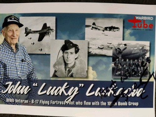 LUCKY LUCKADOO Hand Signed Autograph 4X6 Photo - WWII D DAY B-17 BOMB ...