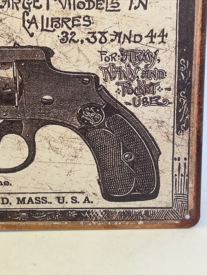 SMITH & WESSON PISTOL GOVT CONTRACTS METAL TIN SIGN rustic antique look ...