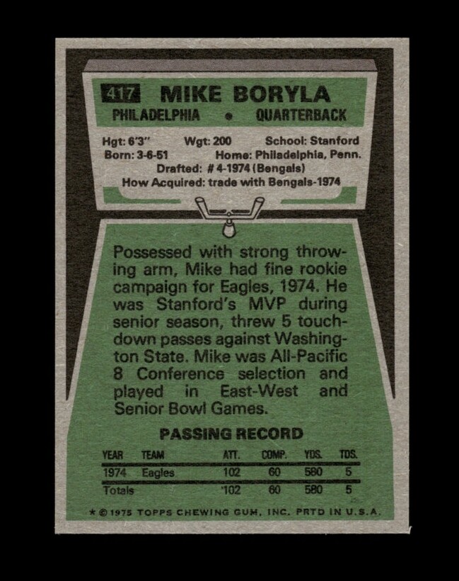 1975 Topps Set-Break #417 Mike Boryla RC NM-MT OR BETTER *GMCARDS* | eBay