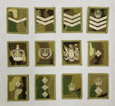 Rank Badge MTP Ivory Multicam LCPL, CPL, SGT, STAFF, WO2 RQMS OFFICER ...