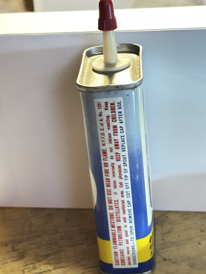 1950's Rarer Version Sunoco Lighter Fluid Can...Sun Oil Company Vintage ...