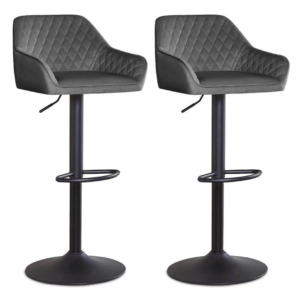 2x Adjustable Breakfast Bar Stools Swivel Gas Lift Chair Kitchen Cafe ...