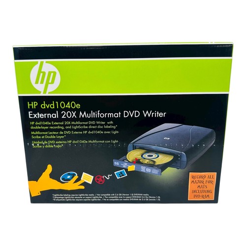 HP dvd1040e EXTERNAL 20X MULTIFORMAT DVD WRITER NEW IN FACTORY SEALED ...