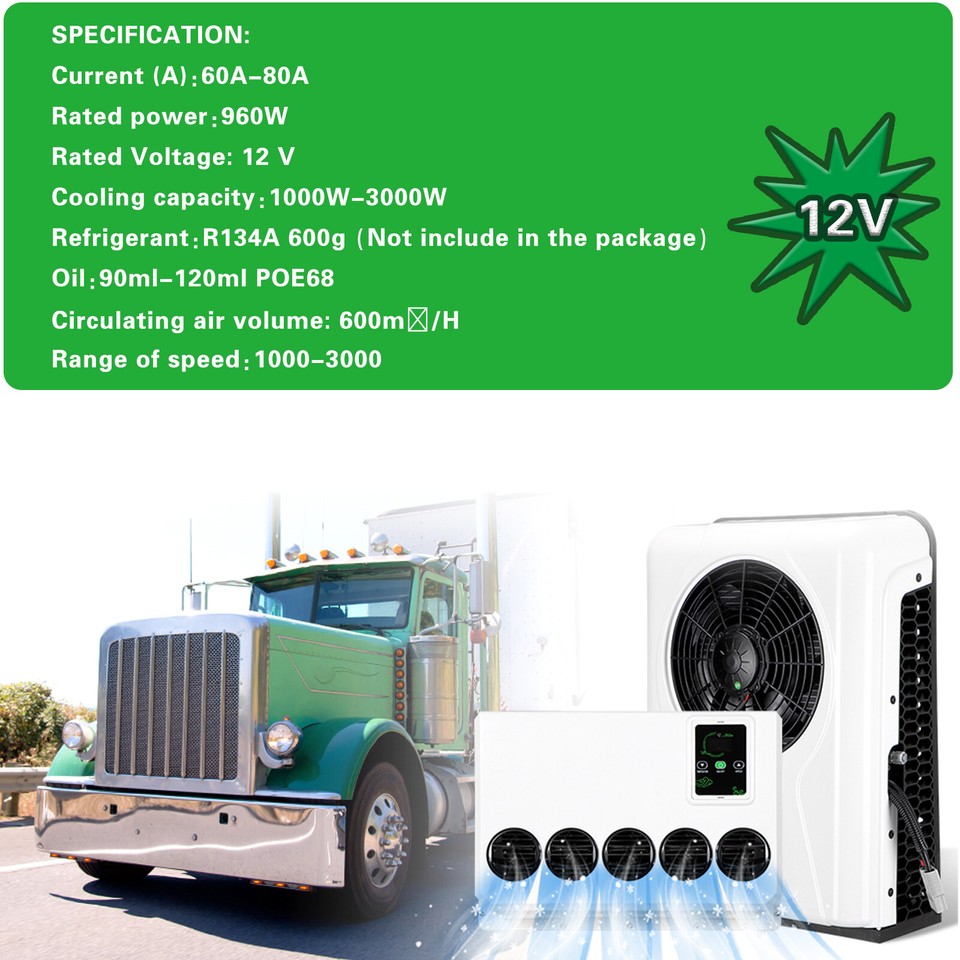 12V Mini Split RV Air Conditioner 12000Btu A/C Fits Semi Trucks Bus RV ...
