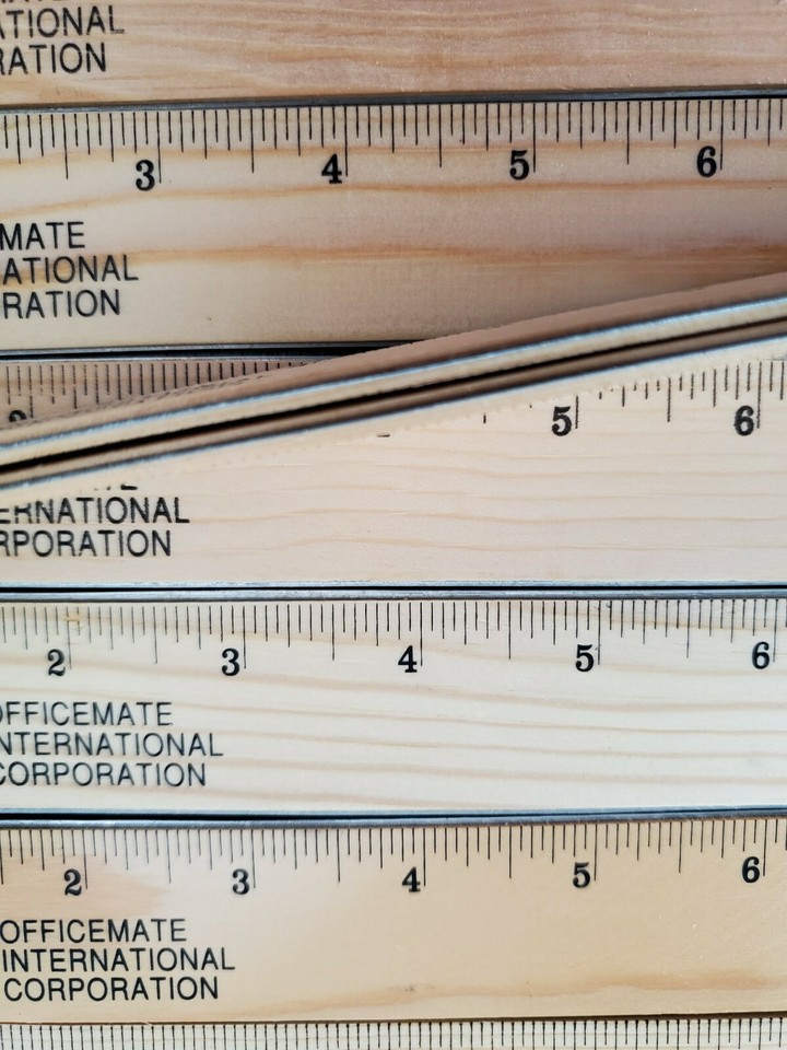 Ruler Metal Edge (pack Of 12) Wood Wooden 12" Desk Drafting Ruler Lot ...