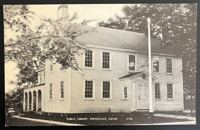Vintage Postcard Public Library Springvale Maine | eBay