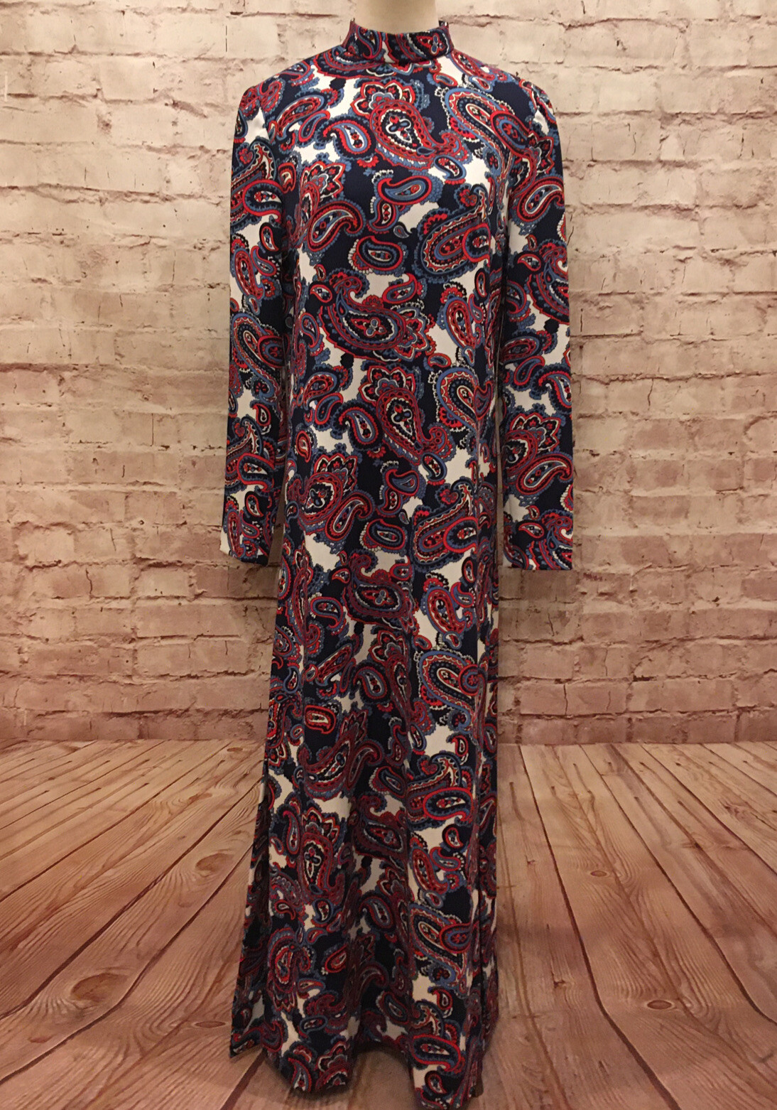 Vintage 60/70's Mod Shift Maxi Dress Paisley Handmade… - Gem