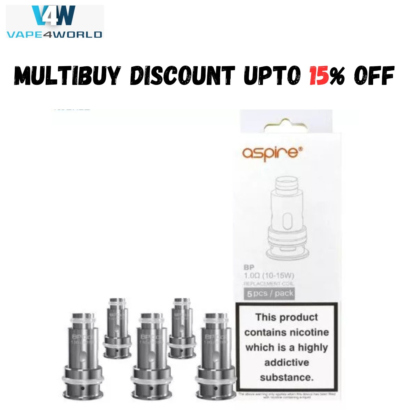 Aspire BP Replacement Coils BP60 BP80 1.0ohm Pack of 5 Coils - Fast ...