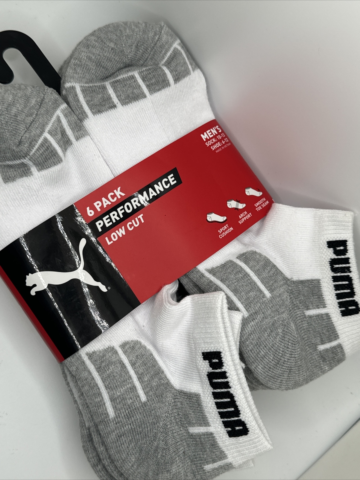 PUMA SOCKS MEN'S 6 PACK Performance Low Cut SHOE SIZE 6-12 Sock Size 10 ...