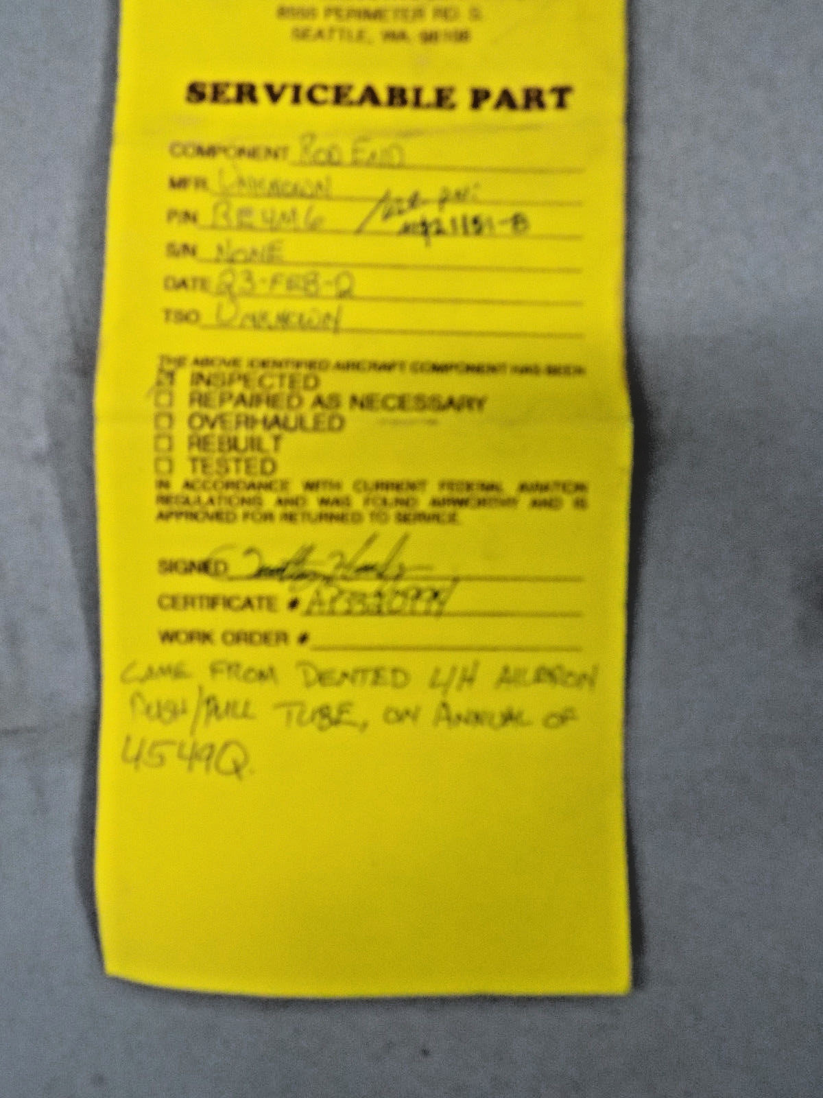 Serviceable Cessna Part No. MS21151-8 Rod End with yellow tag | eBay