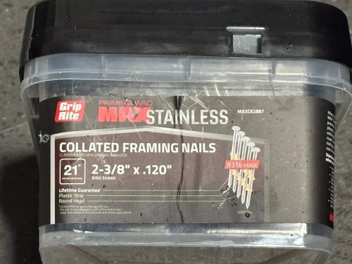 Grip rite framing nails 2-3/8"x .120 1000ct Round Head 21 Degree ...
