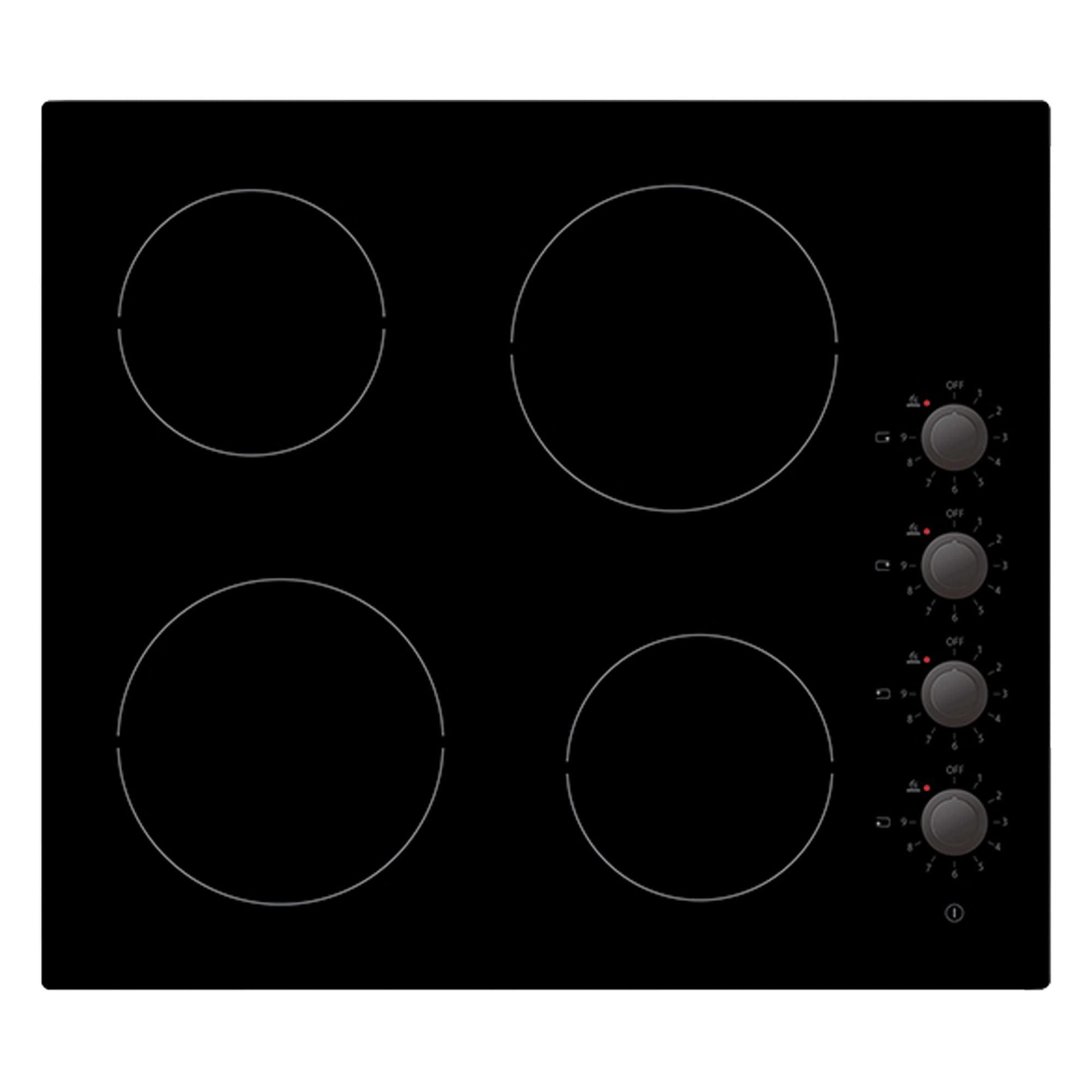 4 Zone Ceramic Hob Cooktop, Side Dial Control, 6000W, Statesman CHZ460D ...