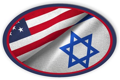 AMERICAN ISRAEL FLAGS OVAL car magnet Magnetic Bumper Sticker 5.5"x3.5 ...