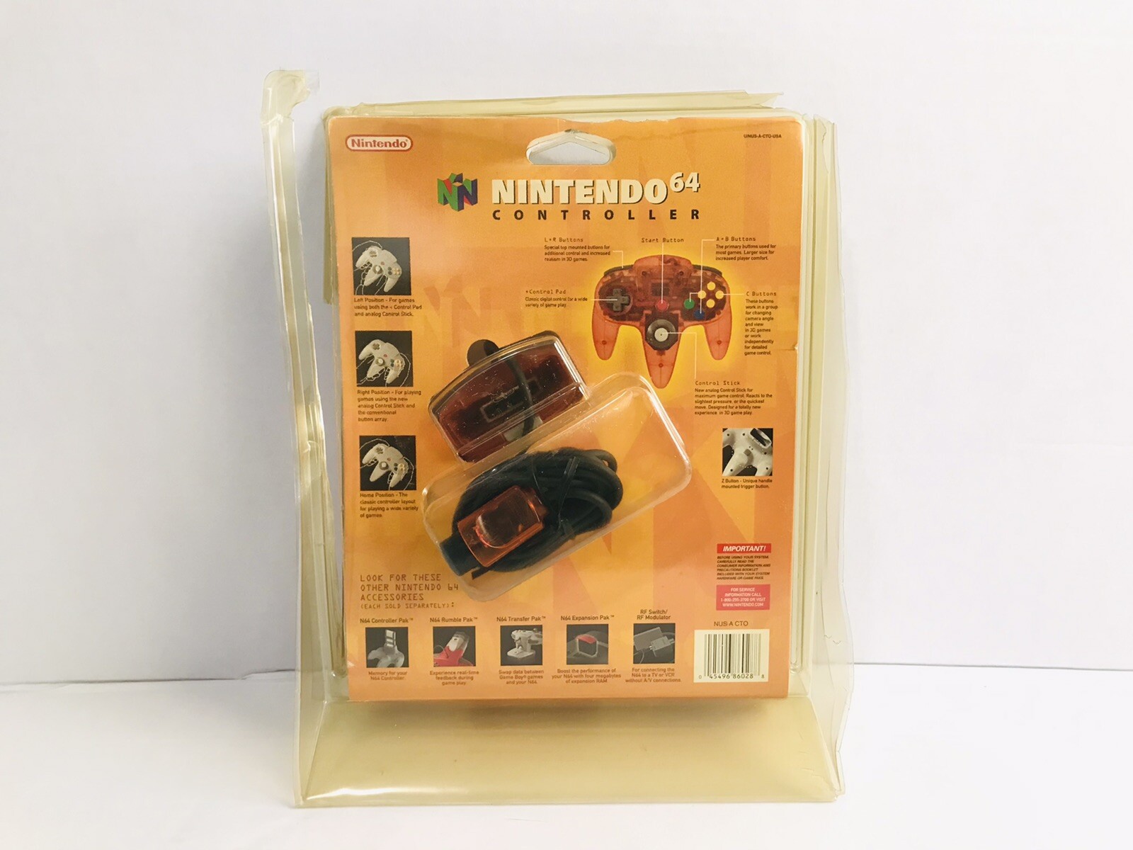 ORIGINAL AUTHENTIC NINTENDO N64 CONTROLLER FIRE ORANGE BLISTER | eBay