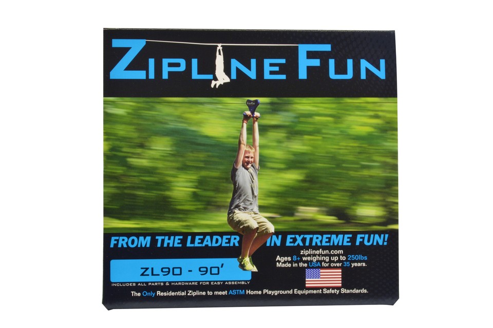 ZL90 ZIPLINE FUN ORIGINAL Ride Zip Line Adult Fun 90' Playground ...