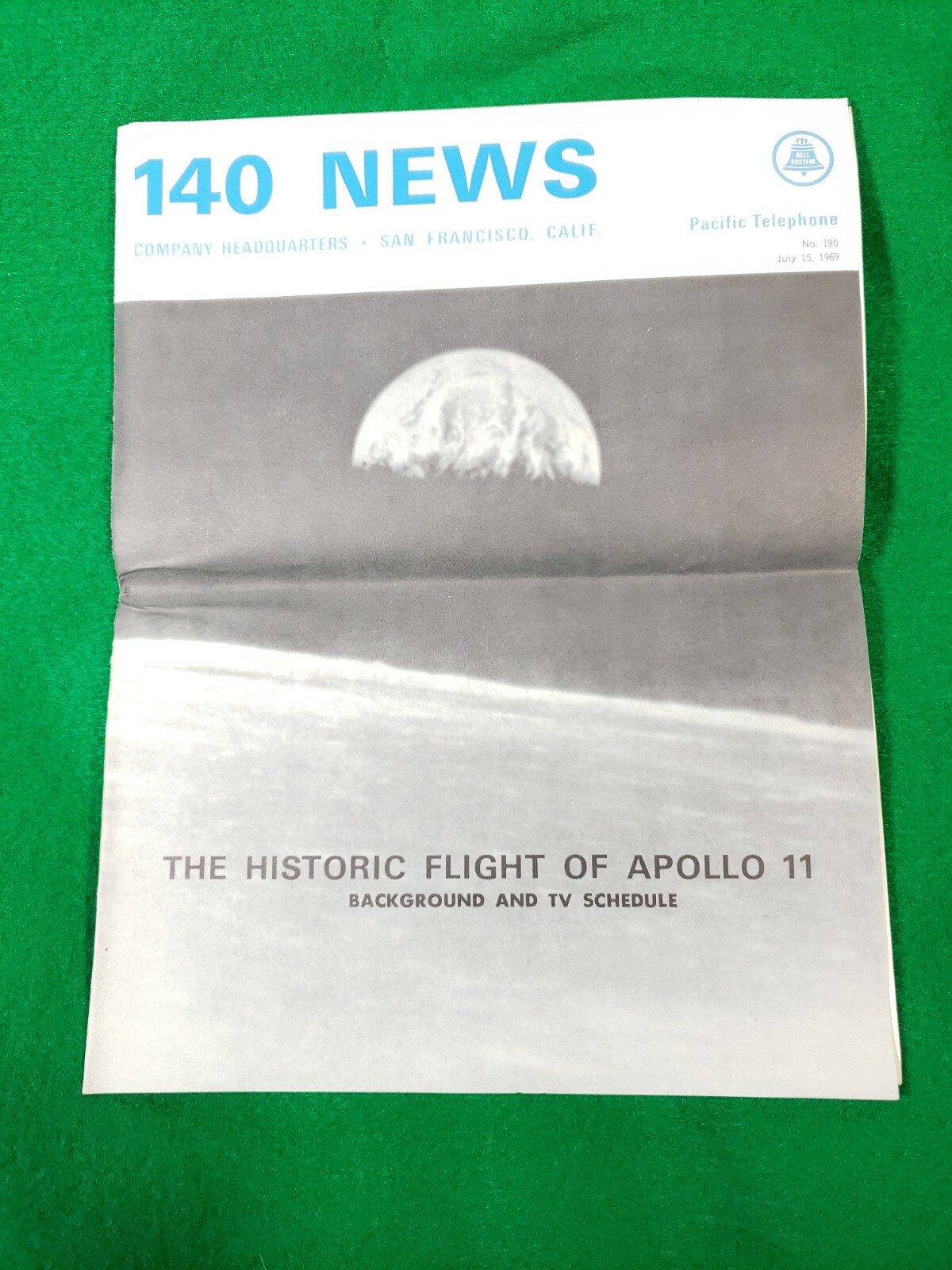 Pacific Telephone July 15 1969 Flight of Apollo 11 Background & TV ...