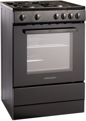 Cookology Electric Cooker 60cm, Single Oven, Solid Plate Hob - Black ...
