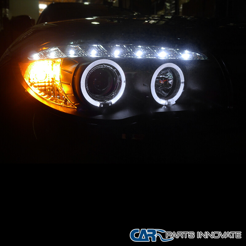 Fits 07-13 BMW E81 E82 E87 E88 1-Series LED Dual Halo Black Projector ...