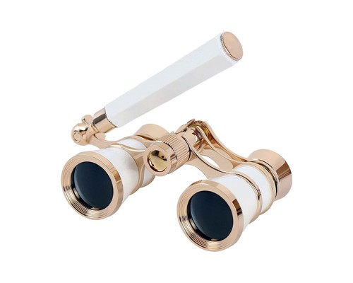Microscope Binocular Antique Brass White Mother of Pearl & Handle Brass ...