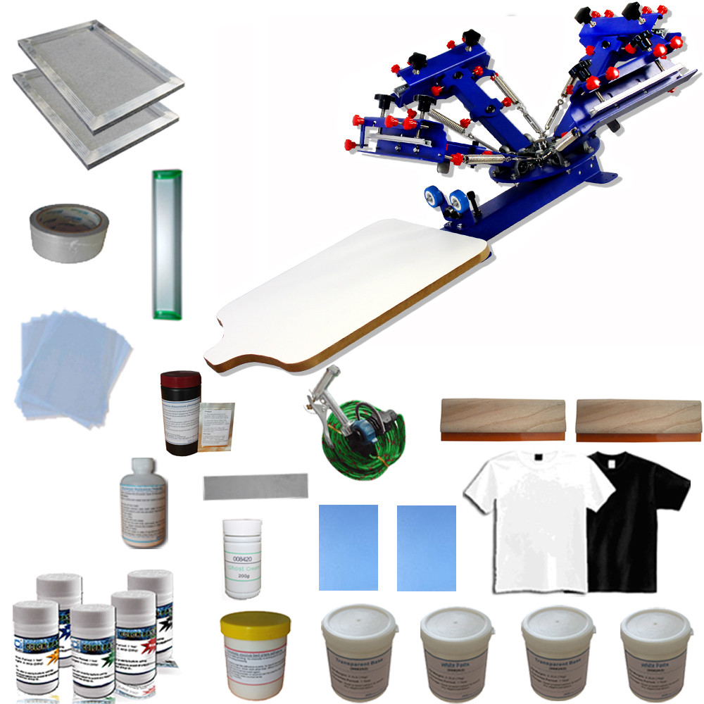 T-shirt Screen Printing Kit 4 Color 1 Station for Basic Using with ...