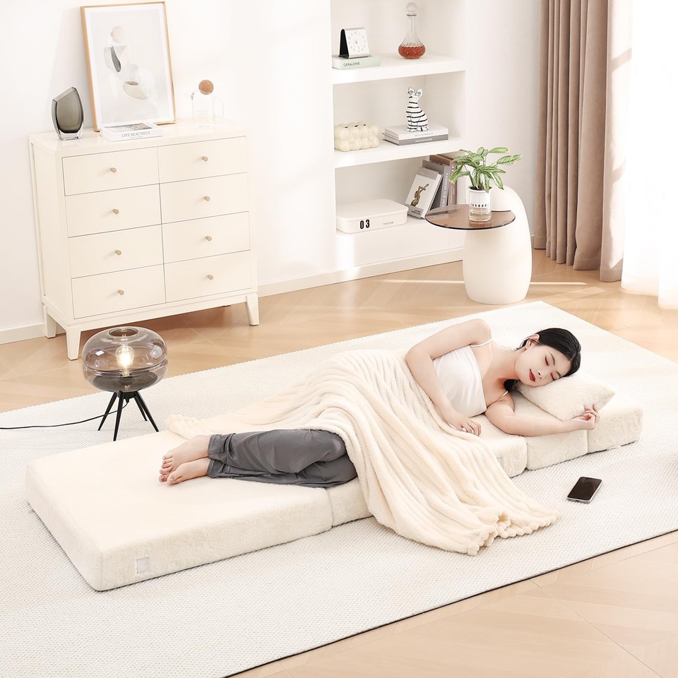 Folding Sofa Bed Couch, Single Size Foldable Futon Chair Bed with ...