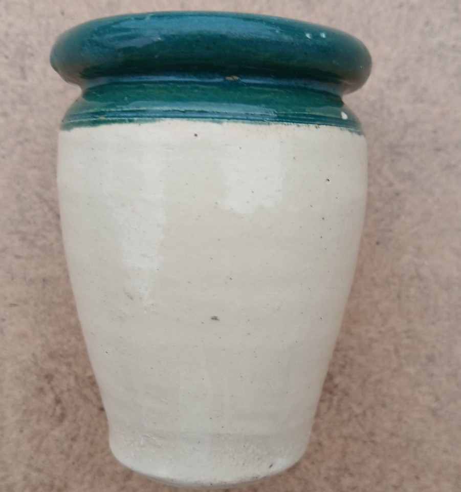Small green top dairy cream pot crock Jordan and Pawley Maidstone ...